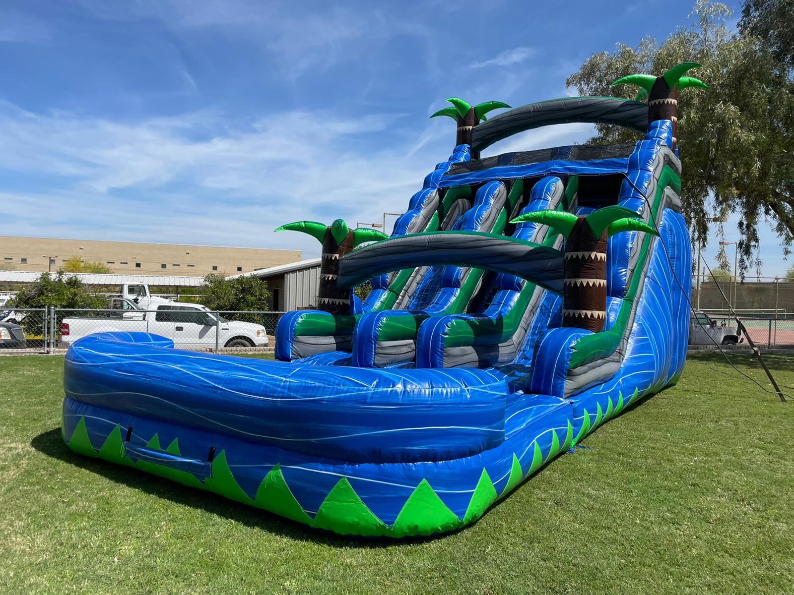 18 Foot Dual Slide Marble Blue Slide - Boodle Bouncers